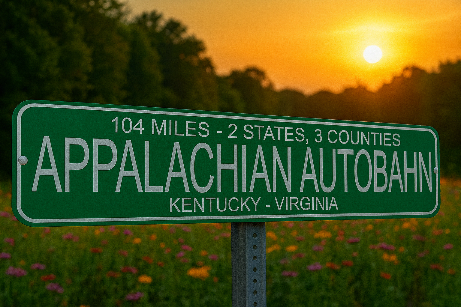 Appalachian Autobahn Green Road Sign – Backroads of Appalachia